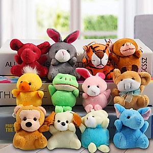 ThinkMax 24 Pack Mini Plush Animals Toy Assortment, Small Stuffed Animals in Bulk for Kids Party Favor, Easter Eggs Fillers