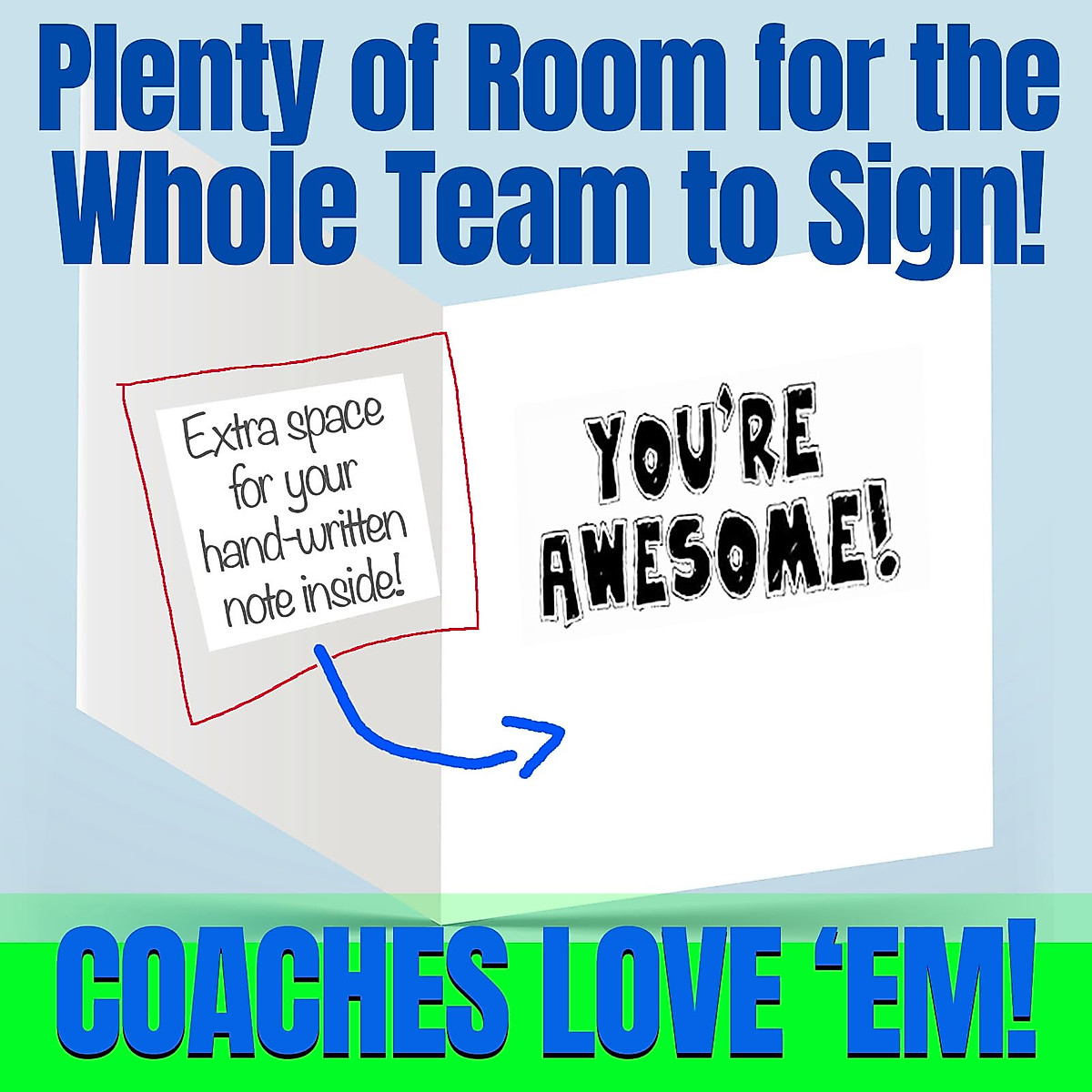 Play Strong Thanks Football Coach You're Awesome 3-Pack (5x7) Greeting Thank You Cards Set Perfect for Youth Sports Football Players, Teams, Coaches, Family and Fans - Your Coaches Will Love 'Em!