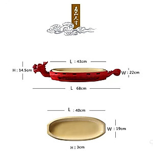 HONHPD 26.7 inch Dragon Boat Sushi Plate, Resin Sashimi Dragon Boat Seafood Plate Japanese Food Tableware Salmon Platter Dry Ice Plate Hot Pot Buffet