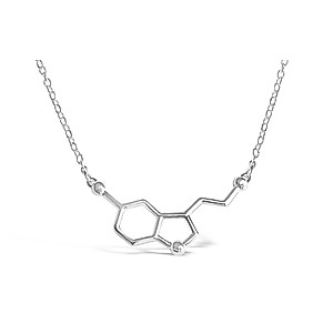 Happiness Serotonin Molecule Necklace For Women, Happy Serotonin Necklace, Science Jewelry For Women, Ideal Necklaces For Teacher, Professor, Chemistry Grad, And Science Lovers (Silver Tone)
