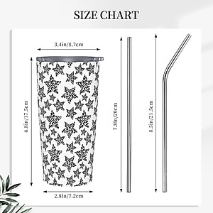 Yaxongx 20oz Tumbler Leopard Print Star Double Wall Vacuum Insulated Coffee Mug with Lid and Metal Straw Brush Reusable Stainless Steel Water Bottle Travel Cup Gifts for Car Ice Drinks Hot Beverage