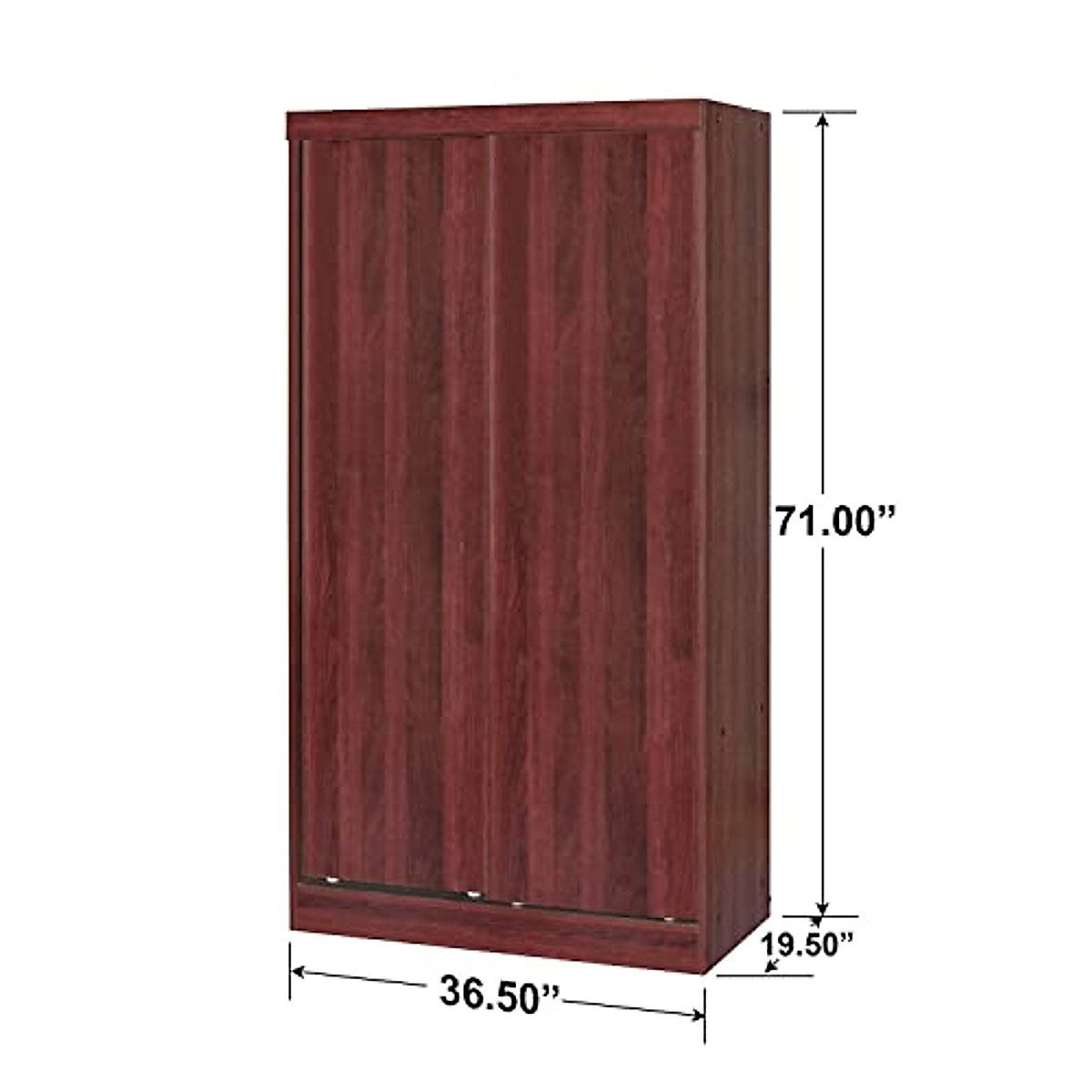 Better Home Products Modern Wood Double Sliding Door Wardrobe Mahogany
