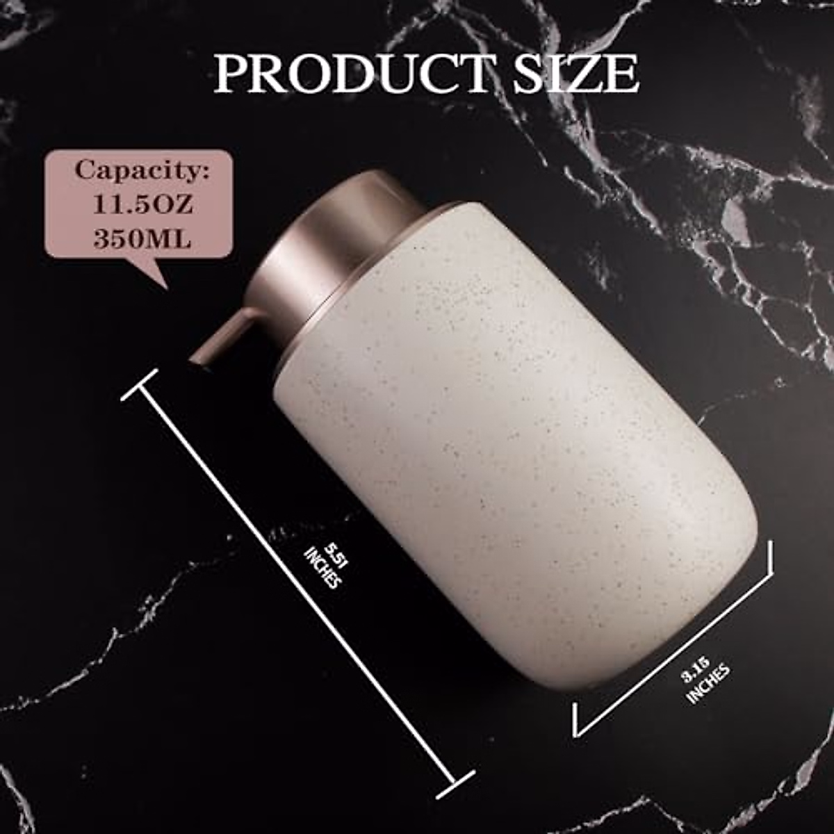 GIRLUFO White Soap Dispenser,Kitchen Foaming Ceramic Soap Dispenser with Champagne Gold Pump,Foam Soap Dispenser for Cleanser Essence,Shower Gel,11.5OZ Sanitizer Dispenser