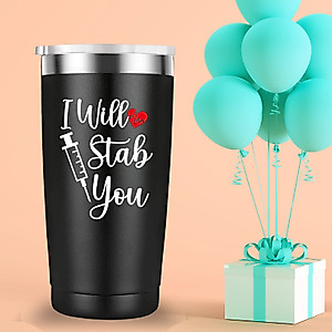 Mamihlap I Will Stab You Travel Mug Tumbler.Doctor,Nurse,Nurses Week GiftsThank You,Appreciation,Birthday,Christmas Gifts for Nurse,Doctor.Medical Nursing School Graduation Gifts.(20 oz Black)