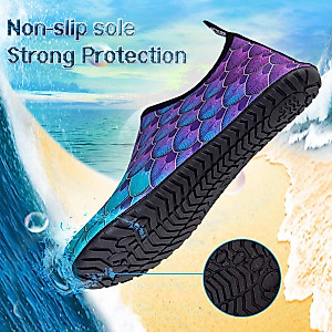YALOX Water Shoes Women's Men's Outdoor Beach Swimming Aqua Socks Quick-Dry Barefoot Shoes Surfing Yoga Pool Exercise(YL-Blue/Green,34/35EU)