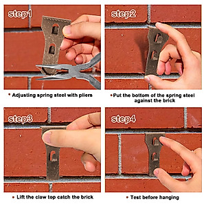 Wollibao XL Brick Wall Clips, Brick Hooks Brick Hangers for Hanging Outdoors No Drill, Fit 2.55 to 2.75 inch Wall Brick, 10 Pack