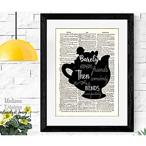 Beauty and the Beast - Cogsworth Decor - 4 piece set - Belle Quote - Dictionary Art Print Quotes and Sayings Print - UNFRAMED 8 X 10 inches