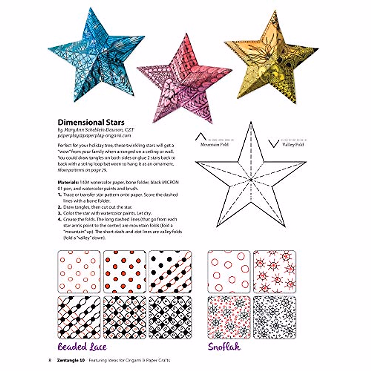 Zentangle (R) 10, Workbook Edition: Dimensional Tangle Projects (Design Originals) 30 New Tangles Featuring Ideas for Origami and Paper Crafts