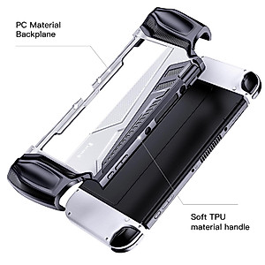 Benazcap Dockable Case Compatible with Nintendo Switch OLED Model 2021, Upgraded Protective Dockable Case Cover, Ergonomic Comfort TPU Grip Case for Nintendo Switch OLED Console and Joy-Con, Black