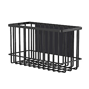 Buyyyit Magnetic Basket Organizer Shelf Rack for Refrigerator Peg Board Office File Foil Plastic Food Wrap Spice Pegboard Holder with Hooks (Black (Size:XL))