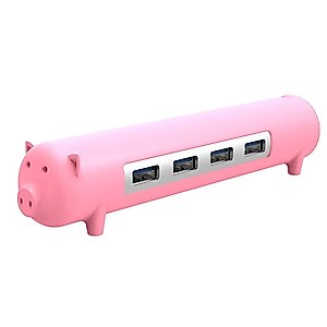 XJJZS 4 in 1 Cute Pet-Shape HUB for MAC Notebook Aluminum Alloy Silicone 100cm Detached Data Cable (Color : Pink)
