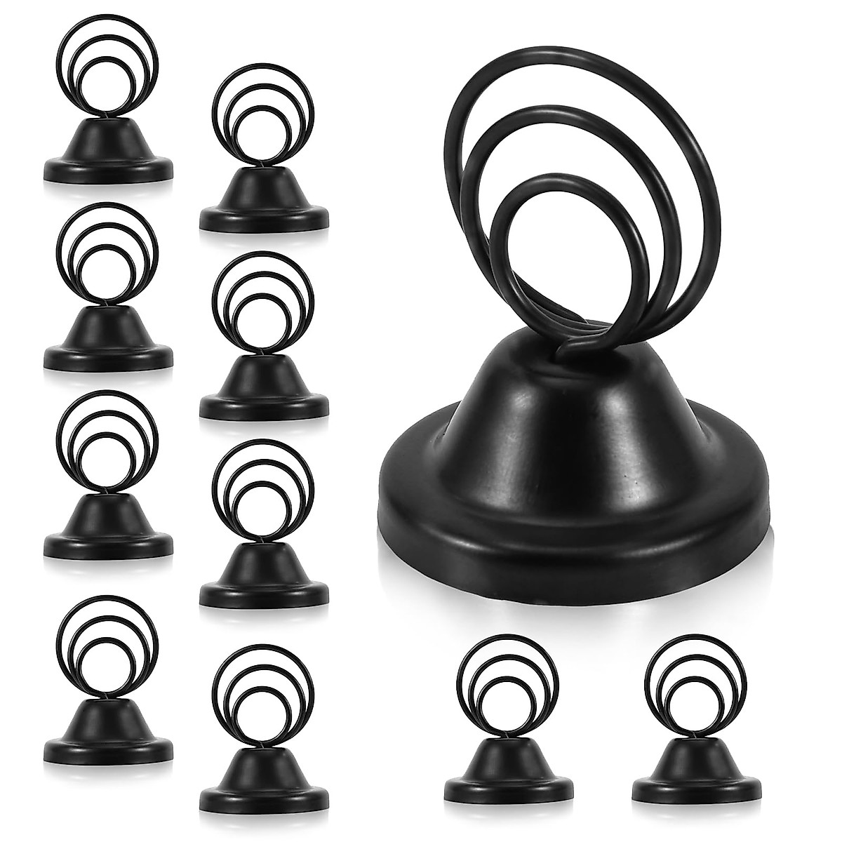 NQEUEPN 12Pcs Table Number Holders, Metal Black Finish Wire Picture Stands Name Menu Clips Place Card/ Memo/Photo Table Sign Holders for Wedding Party Office