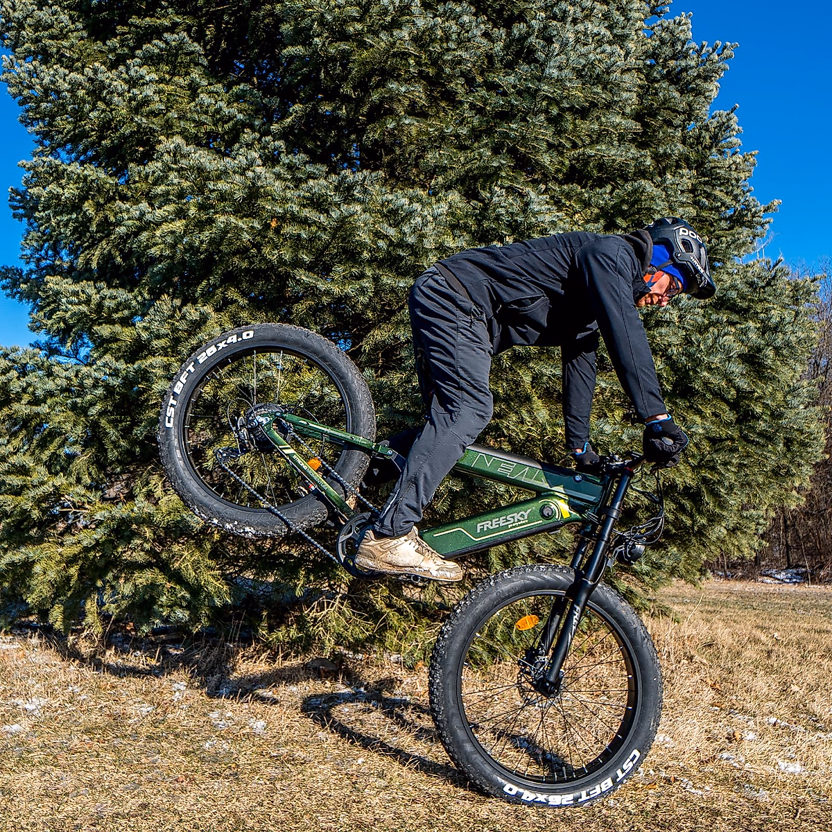 FREESKY 2025 Upgraded Dual Battery 48V 41AH Peak 2500W Motor 90-160 Miles Long Range Electric Bike for Adults 38MPH+ 26" Fat Tire Full Suspension EBike with Dual Hydraulic Brakes