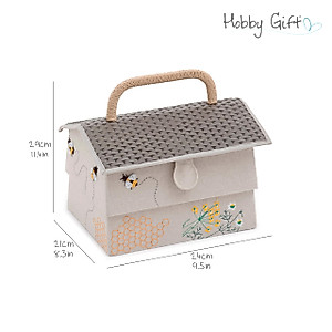 Hobby Gift Sewing Basket – 11.5 x 8.25 x 9 Novelty Sewing Box with Removeable Tray, Craft Storage & Hobby Organiser for Sewing Supplies – Bee