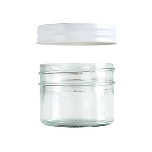 GPK4ALL 4oz Mason Jar Canning Jar with Regular Mouth, Silver Single Piece Lid, Pack of 12 (White)