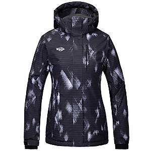 wantdo Women's Waterproof Fully Taped Seams Ski Jacket Rain Jacket with Detachable Hood Black L