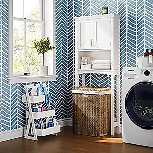 RiverRidge, White Somerset Bathroom Over the Toilet Storage Spacesaver with Open Shelf and Two Doors