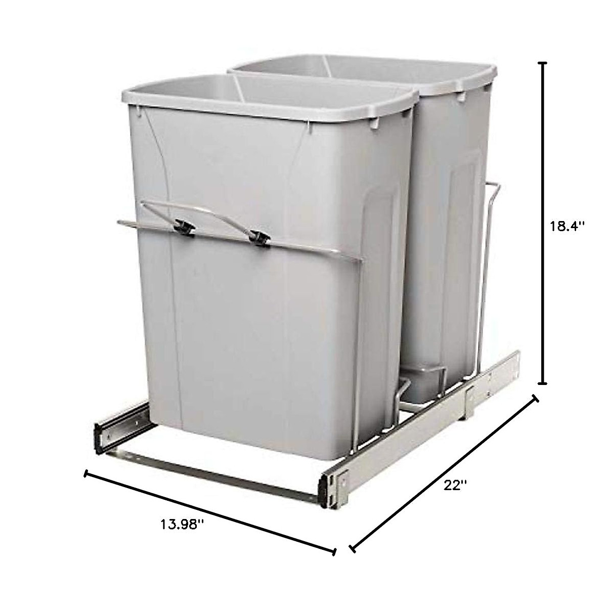 Knape & Vogt RS-PSW15-2-35-R-P in-Cabinet, 18.4 14.25 22-Inch Pull Out Trash Can, Platinum