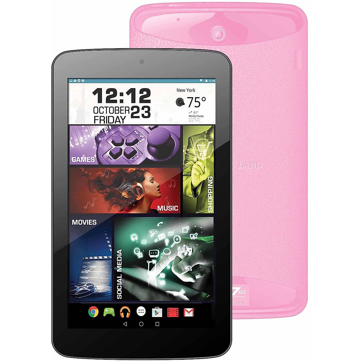 Visual Land ME7QSLWC16PNK Prestige Elite 7" 16GB Quad Core Lollipop Tablet, Pink