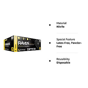 SAS Safety 66517 Raven Powder-Free Nitrile Disposable Glove, 6 mil Thick, Medium (Pack of 100)