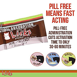 Licks Pill-Free Cat Skin and Allergy - Omega 3 Cat Allergy Relief - Cat Vitamins & Supplements for Itchy Skin - Turmeric Supplement for Cat Skin - Gel Packets - 10 Use