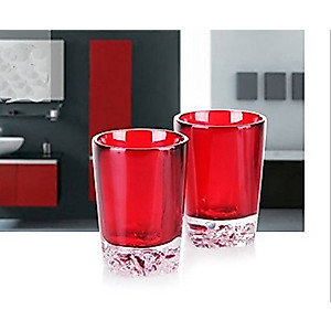 AMSS 5 Piece Stunning Bathroom Accessories Set in Crystal Like Acrylic Tumbler Dispenser Soap Dish Cups,Red