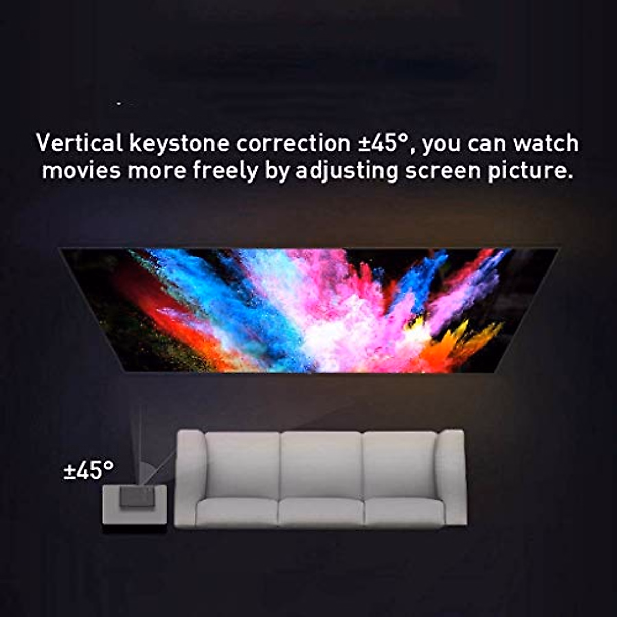 XDCHLK Mini Projector,Intelligent Portable Projector Laptop PC Projectors for Outdoor，4K Decoder