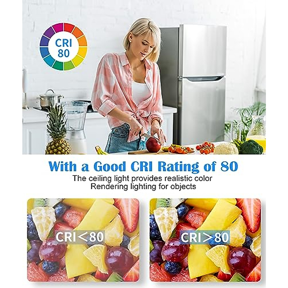 2 Pack Black Ceiling Light, 13 Inch Flush Mount LED Ceiling Light, Kids Bedroom Lighting with 5CCT(2700K/3000K/3500K/4000K/5000K Adjustable), 23W, CRI80 Eye Caring Illumination, ETL Listed