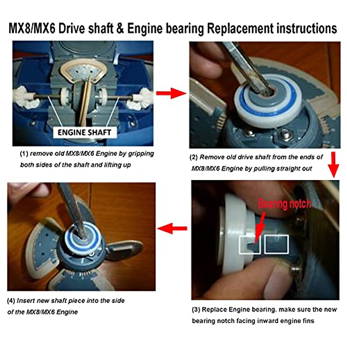 ATIE MX8 MX6 Elite Pool Cleaner Engine and Wheel Bearing R0527000 for Zodiac MX8 MX6 and MX8 Elite MX6 Elite Pool Cleaners (2 Pack)