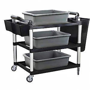 Begale 4-Pack 23 L Large Plastic Commercial Utility Bus Box, Bus Tubs, Gray