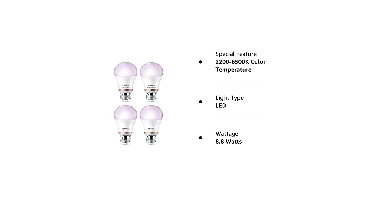 Philips Wi-Fi Smart LED Bulbs 4-Pack | Color & Tunable White Light