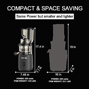 Slow Masticating Cold Press Juicer: Cold Pressed Juicer Machines For Vegetable And Fruit 200W, Matte Grey