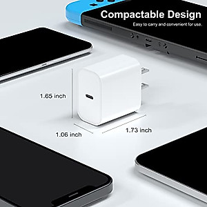 USB C Wall Charger, 2-Pack 20W Fast Charger Block, Type C PD Power Delivery Charging Block Plug for iPhone 11/12/13/14/Pro Max, XS/XR/X, iPad Pro, AirPods Pro, Samsung Galaxy and More(White)