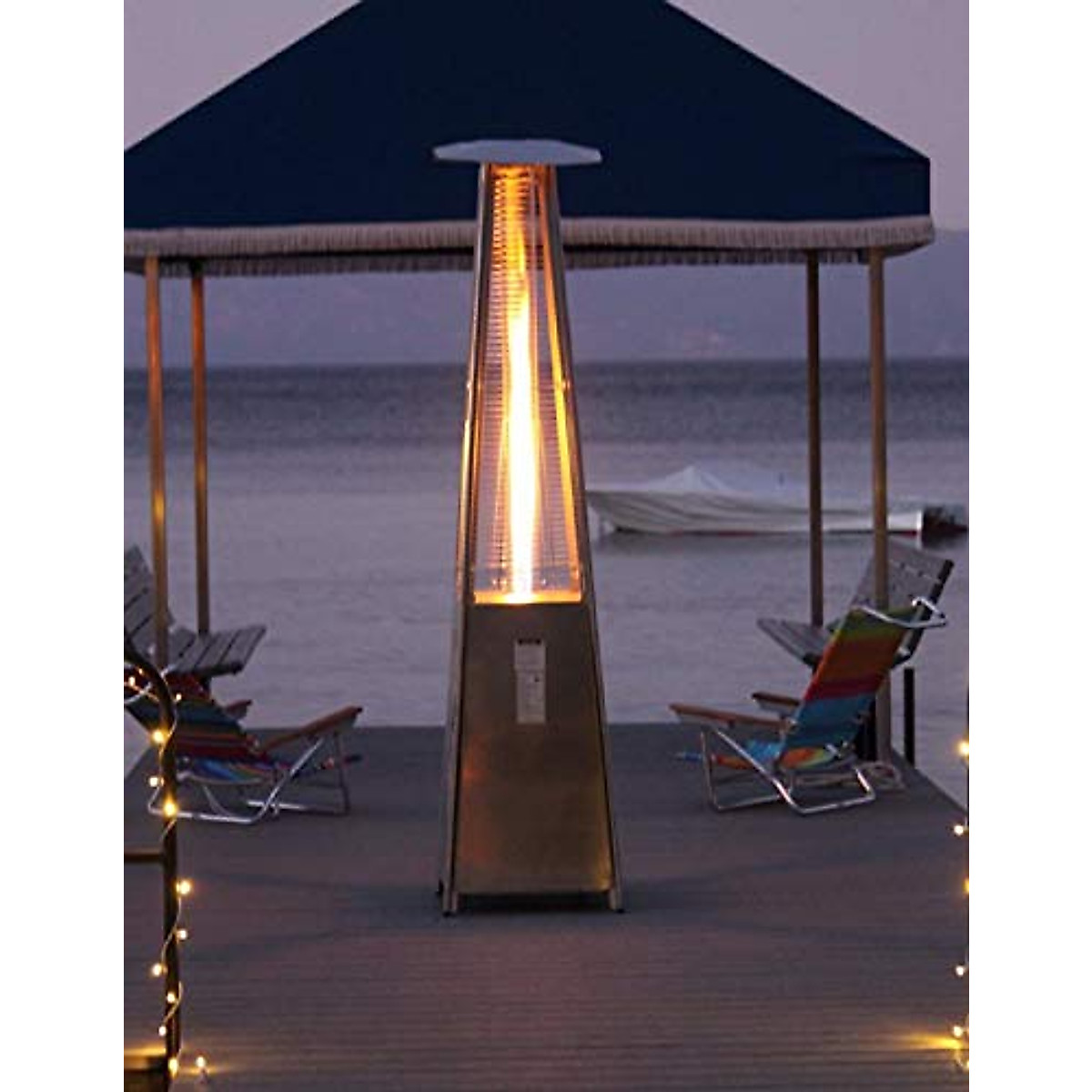 Hiland HLDSO1-GTSS 91-Inch Tall Quartz Glass Tube Heater - Silver