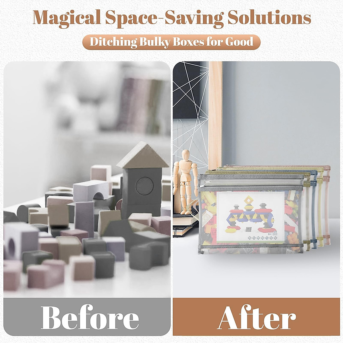 5 Pack Colored Mesh Zipper Pouch Bags, Storage & Organization, Breathable See Through A4 Zipper Pouch with Handle