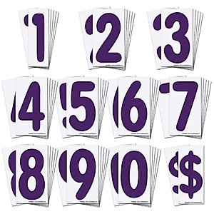 KitAbility Replacement Numbers for White Message Board Sidewalk Signs with 4 Inch Tracks, 6 of Each Number 0 to 9, Purple on White Background