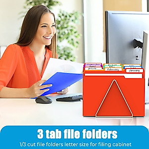 HABGP 6Pcs Colored File Folders Letter Size with Tabs, Manilla Folders 8.5 x 11, Plastic Manila Folders 1/3 Cut, Office Supplies Filing Folders for Documents, Filing Cabinet, Paper, School