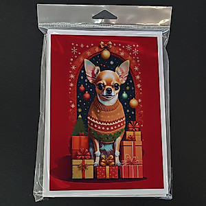 Caroline's Treasures DAC3068GCA7P Chihuahua Holiday Christmas Greeting Cards Pack of 8 Blank Cards with Envelopes Whimsical A7 Size 5x7 Blank Note Cards