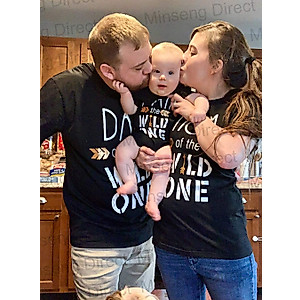 Minseng Direct Baby Boy Girl Family Matching Outfit 1st Birthday Shirts Wild One T Shirts (Black:baby,12-18 Months)