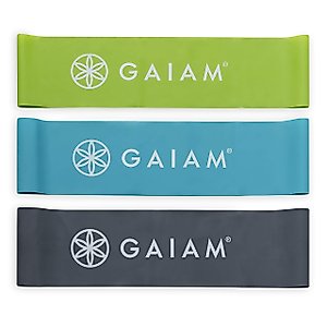 Gaiam Restore Mini Band Kit, Set of 3, Light, Medium, Heavy Lower Body Loop Resistance Bands for Legs and Booty Exercises & Workouts, 15" x 4" Bands
