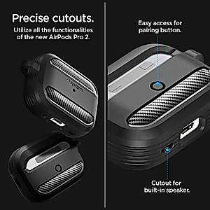 Spigen Rugged Armor Case and Lanyard with Carabiner Designed for AirPods Pro 2nd Generation Case (2022) - Black