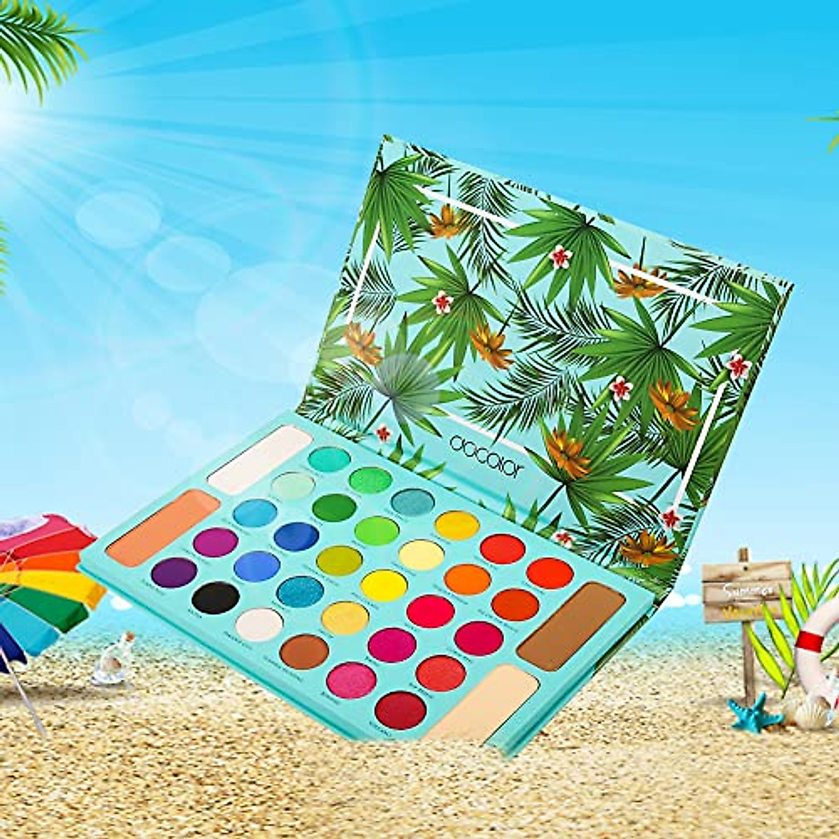 docolor Eyeshadow Palette Shimmer Matte Highly Pigmented Eye Shadow Natural Warm Glitter Long Lasting Waterproof, Professional Contour & Highlight Powder Tropical Makeup Palette (34 Color)