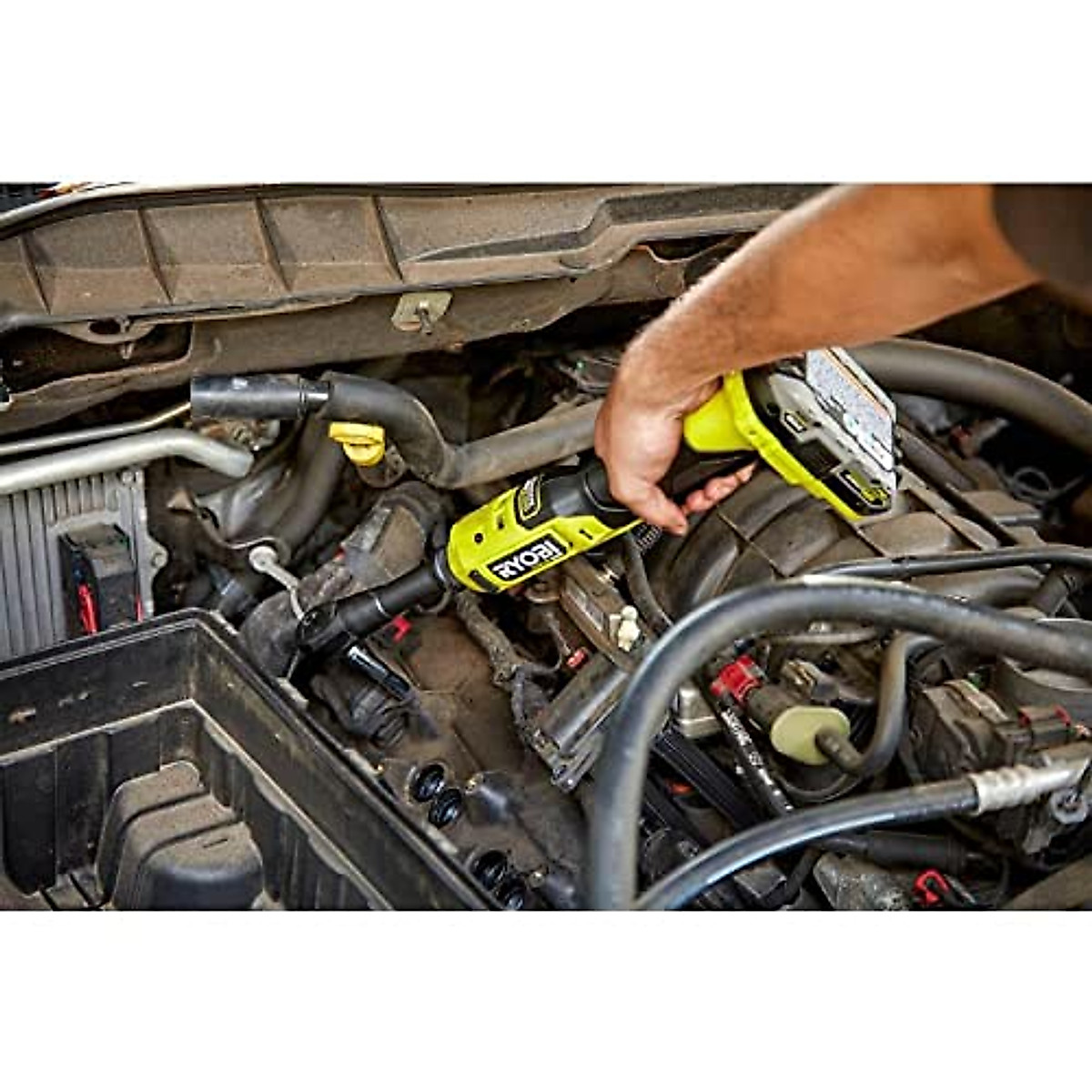 RYOBI 18V ONE+ HP Brushless 3/8'' Extended Reach Ratchet (RENEWED) Green