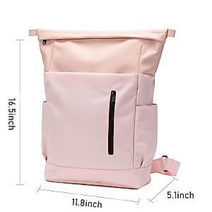 NOL Natural Organic Lifestyle Casual Daypacks for Women Lightweight Nylon Backpack Roomy Medium Size Backpacks (P pink)