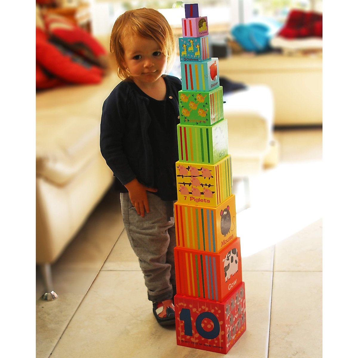 TOWO Wooden Stacking Boxes-Nesting and Sorting Cups Numbers Alphabet Animals Blocks for Toddlers-Stacking Cubes Educational Toys for 2 Years Old Montessori Materials