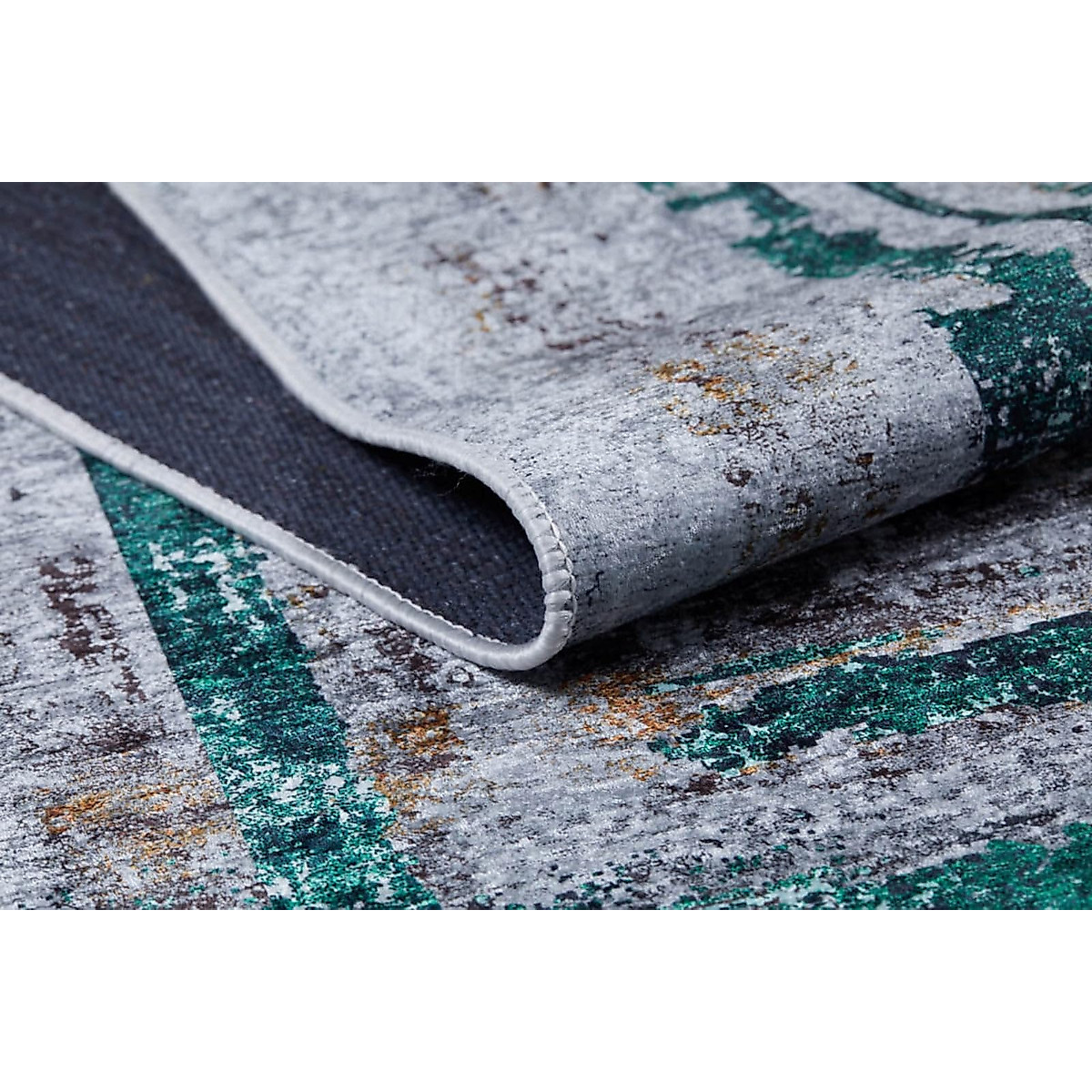 BESPOKY Beloretsk Grey Modern, Cotton Polyester Area Rug, Machine Washable Rug, Non Slip Rug, Living Room, Bedroom, Nursery, Hallway, Rug, Indoor Outdoor Area Rug, Turkish Rug, Holiday Sale Rug