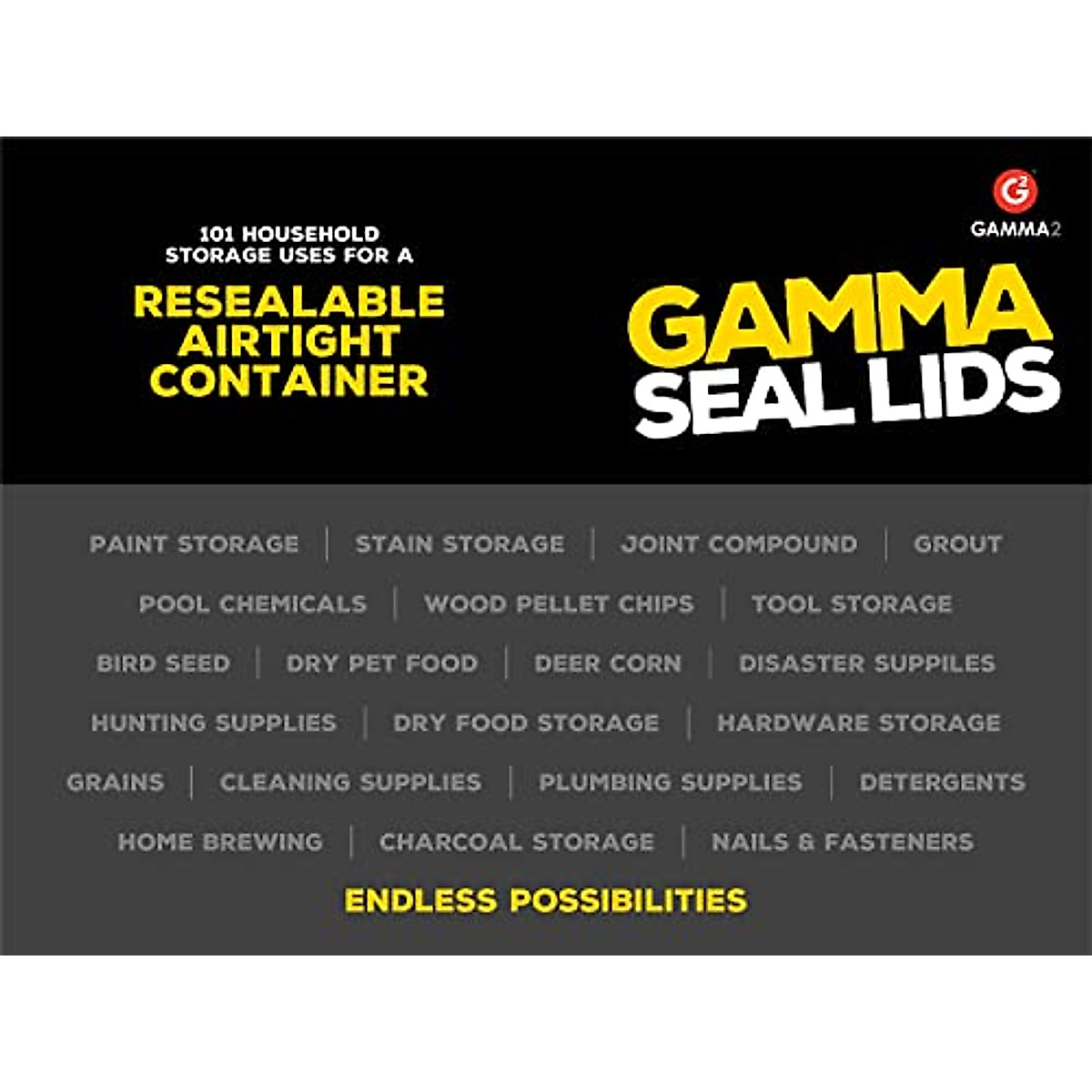 Gamma2 Seal Lid - Pet Food Storage Container Lids - Fits 3.5, 5, 6, & 7 Gallon Buckets, White, 4122E