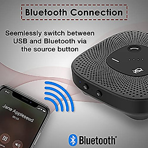 CA Essential Speakerphone SP-2000 - USB and Bluetooth Speakerphone, Clear Sound, 360 Degree Noise Cancelling Microphone with 3m Range, 66 Ft BT Wireless Range, by Cyber Acoustics
