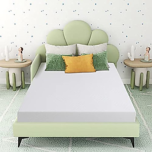 Airdown Full Mattress, 6 Inch Memory Foam Mattress in a Box for Kids, Medium Firm Green Tea Gel Mattress Full Size for Bunk Bed, Trundle Bed, Guest Room White