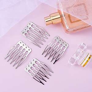 ANCIRS 75 Pack Hair Side Combs for Women, Metal Combs for Securing Headband Veils, 5 French Teeth Bridal Wedding Comb for Girls Hair Accessories - White